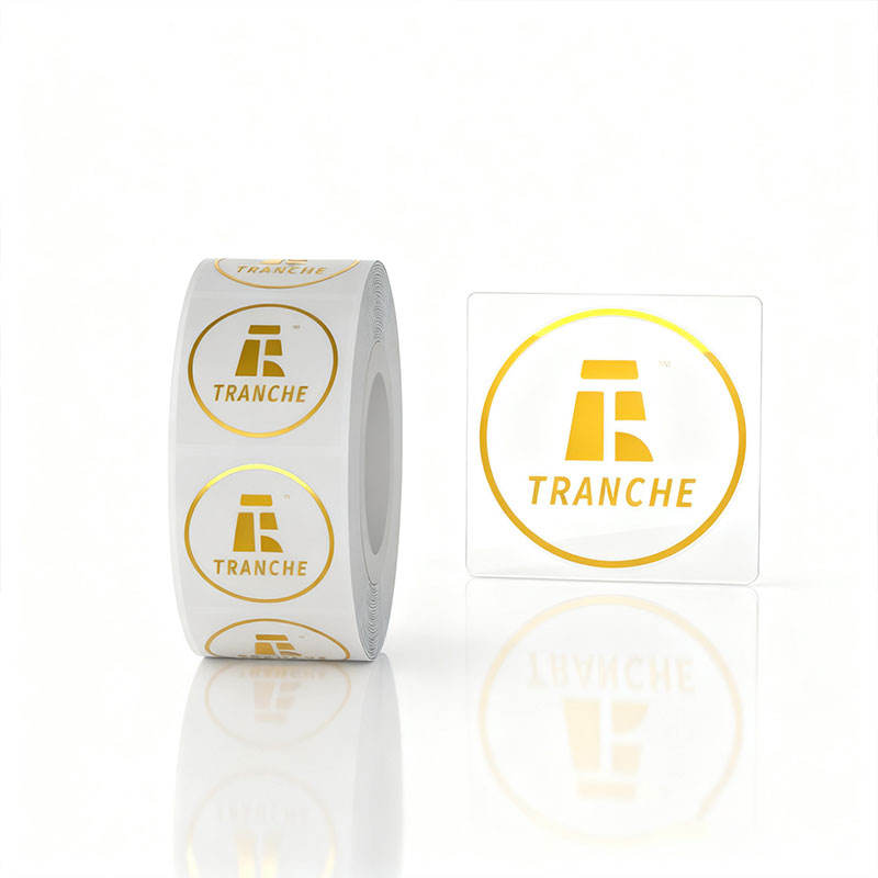 Custom logo Printed Gold Foil Sticker Hot Stamping Clear Transparent ...