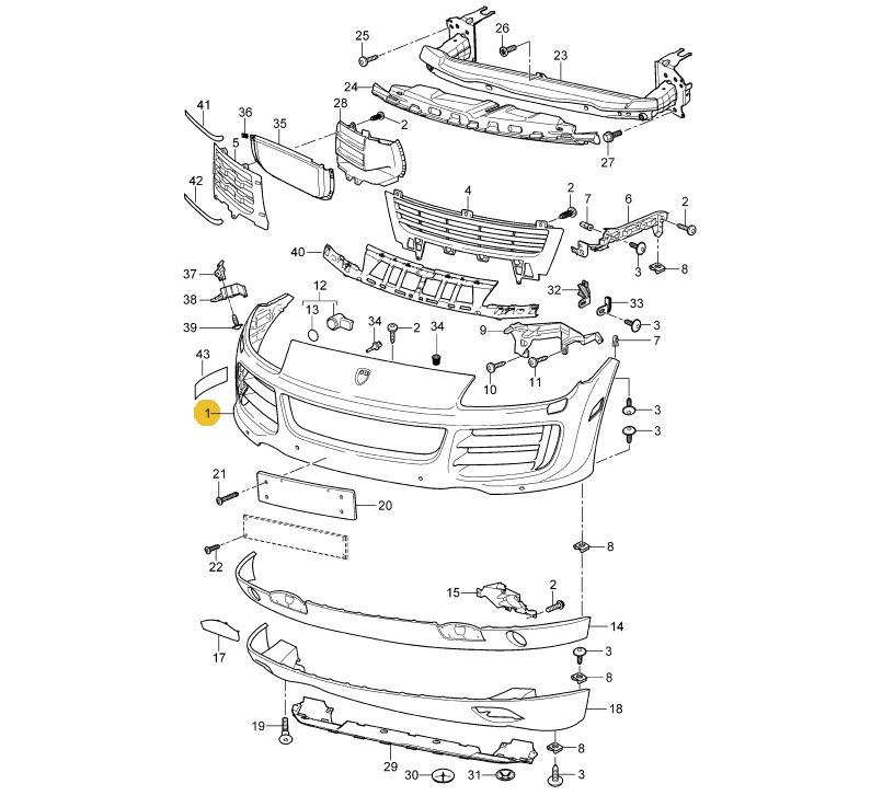 Front Bumper for Porsche Cayenne 2007-2010 OEM 95550531113| Alibaba.com