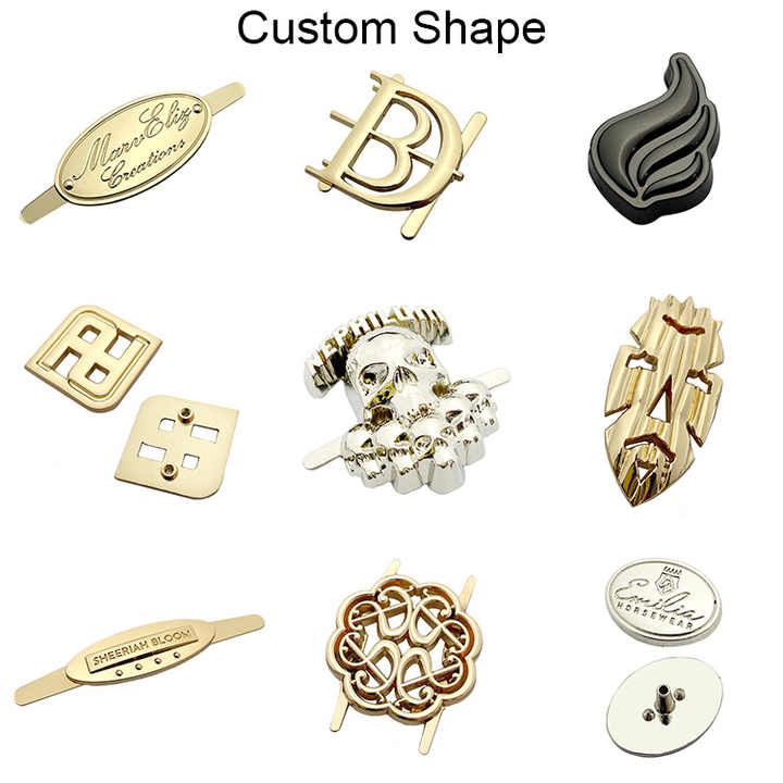 Custom Gold Small Brand Name Letters Engraved Metal Tags