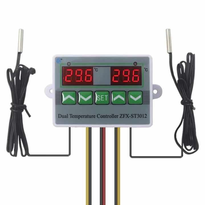 ST3012 Dual Temperature Controller Digital Thermostat Incubator Control Microcomputer Dual Probe ...