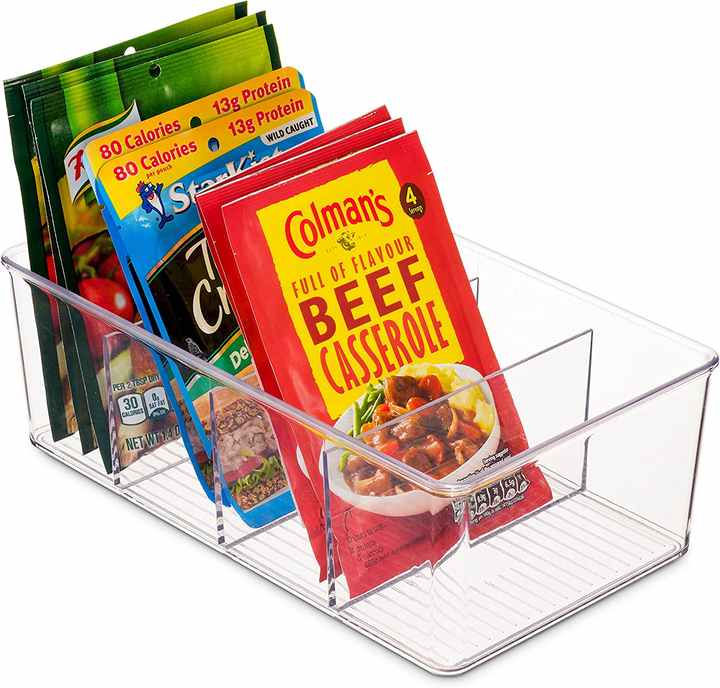 Plastic Food Storage Organizer Bins Divided Compartment Holder for ...
