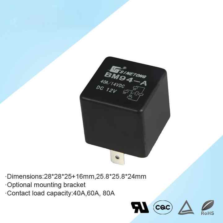 Sinetong BM94 Auto Relay 40A/80A/1A SPST NO 12V/24V DC 4 Pin Waterproof ...