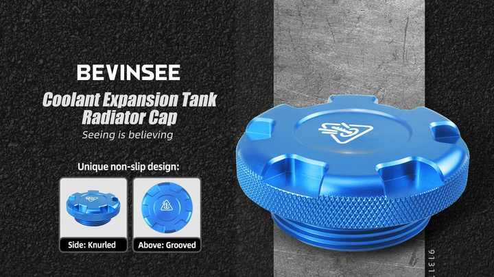Bevinsee Aluminum Coolant Reservoir Expansion Tank Radiator Cap for VW ...