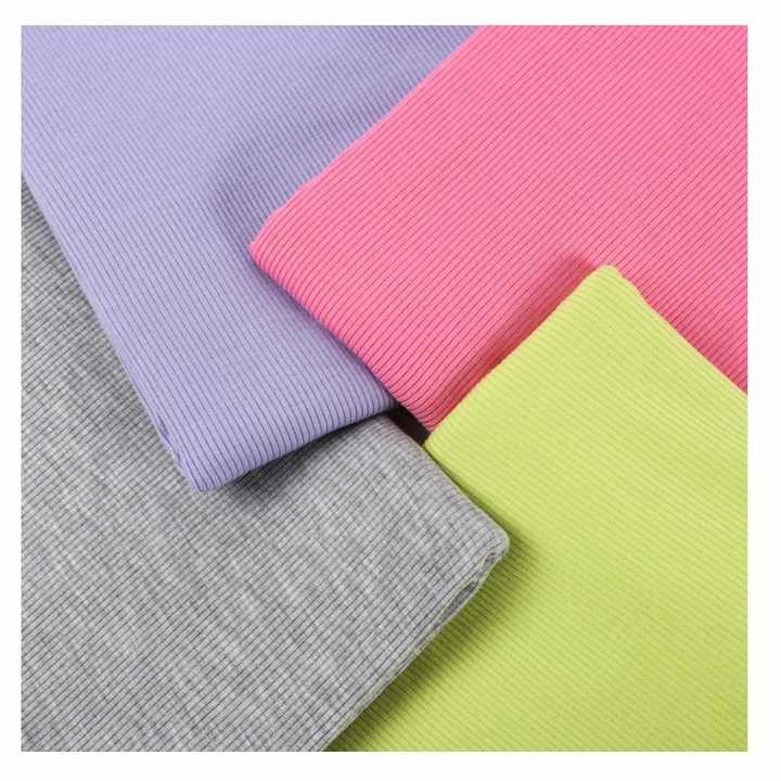 Weft Double Face Spandex Stretch Fabric Rib Cotton Fabric Rib Knit ...