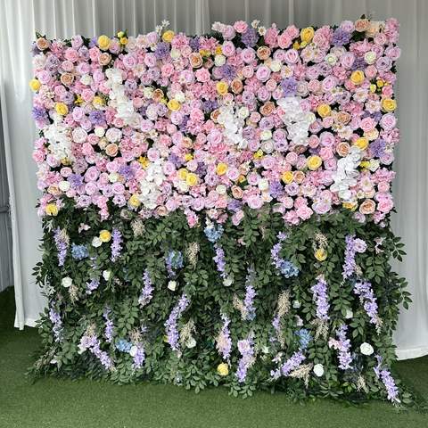 A-FW052 Wholesale artificial flower wall backdrop 8ft x 8ft 5d flower ...