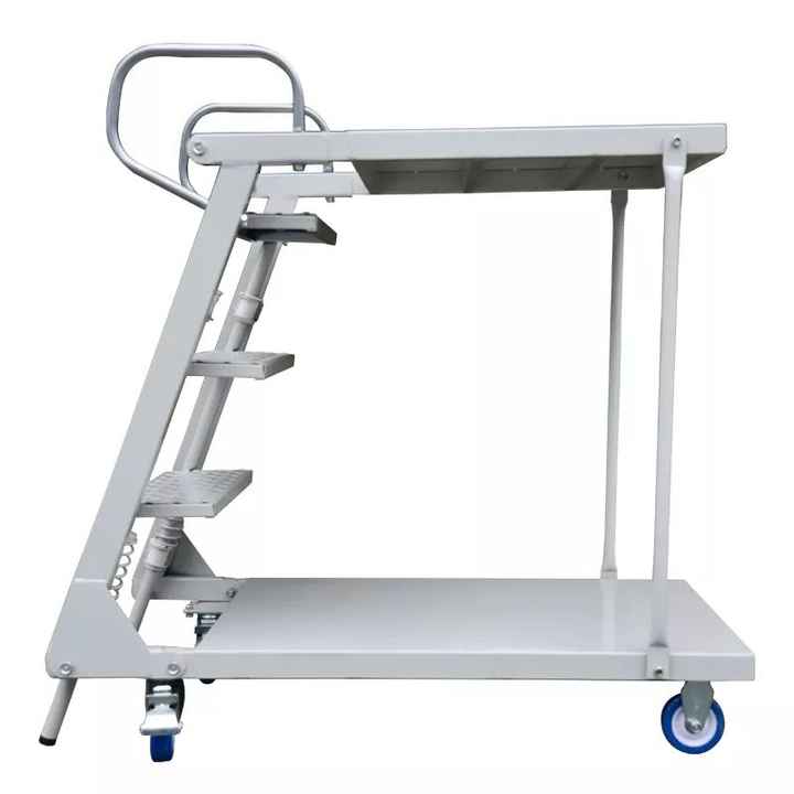 Warehouse Steel Rolling Mobile Step Platform Ladder Cart with Wheels