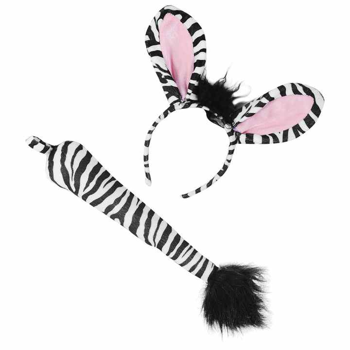Funny Costume Zebra Ears and Tail Set Ears Headband Cosplay Outfits ...