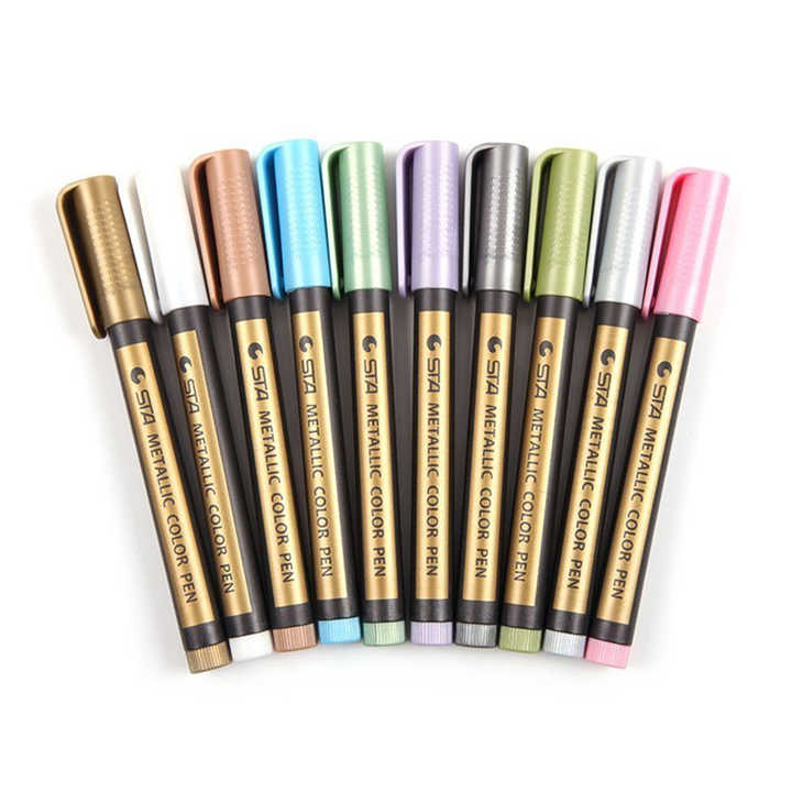 Set of Metallic Marker Pens for Card Making & Art Drawing