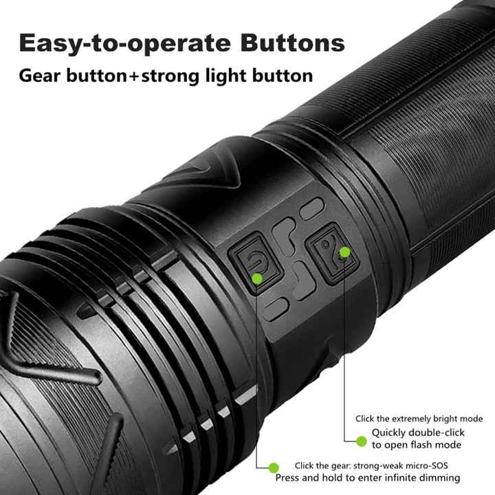 E-SMARTER 12000-Lumen USB Rechargeable Flashlight - Bright & Zoomable