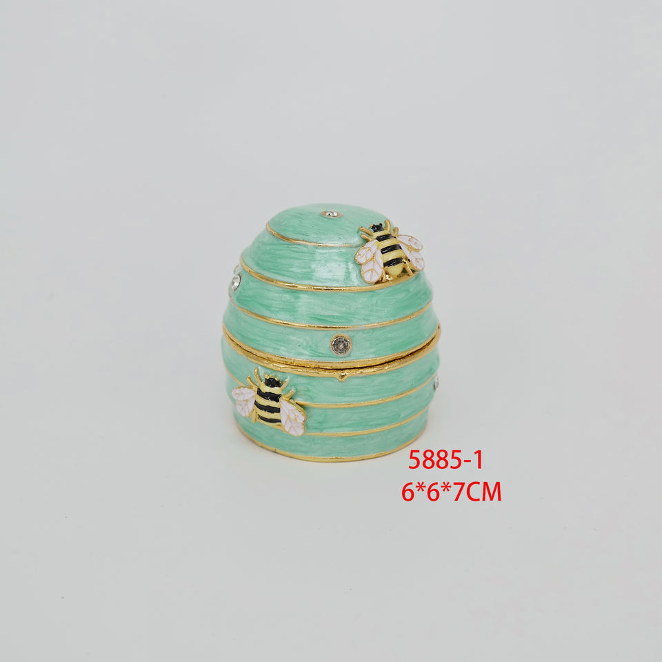 Enamel Gift Handicraft Beehive Jewelry Box Crystal Bee Metal Trinket ...