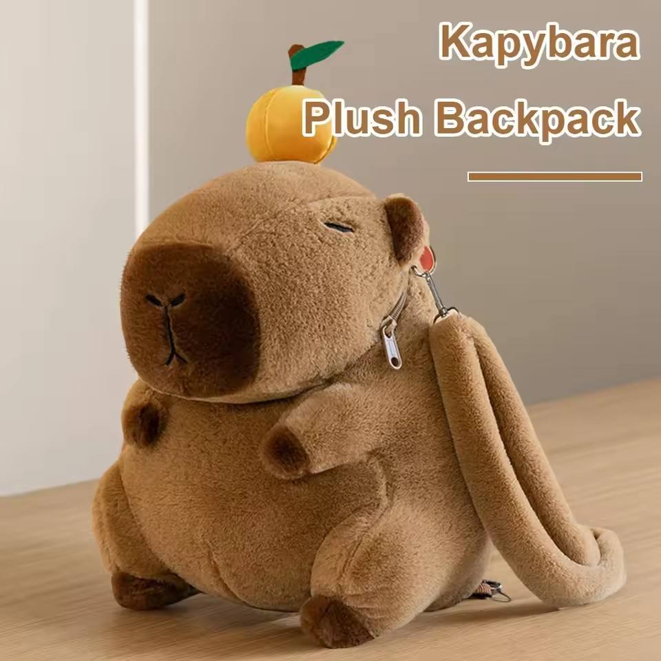 Cute Capybara Plush Backpack Funny Cartoon Capybara Shoulder Bag ...