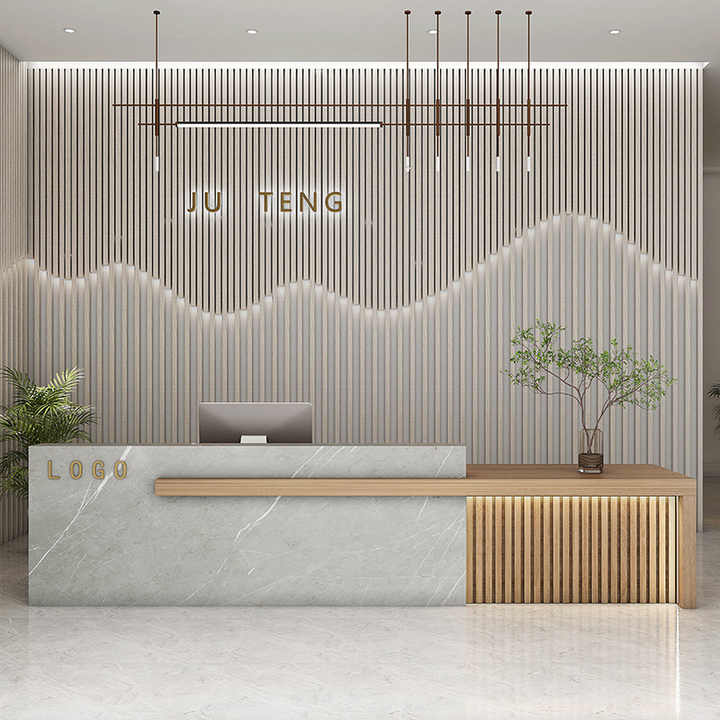 Company Office Hospital Mall Reception Table Desk L Shape Beauty Salon ...