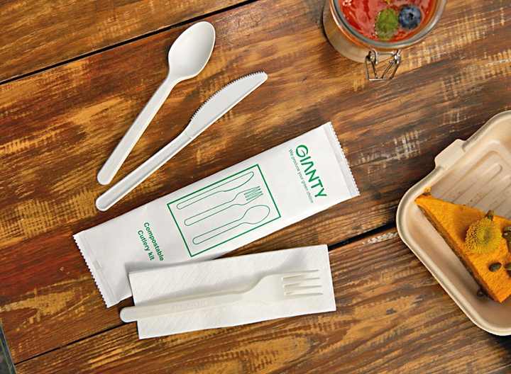 ECO Friendly Compostable PLA Cutlery 7 Inch Flatware Compostable Cutlery CPLA Knife Fork Spoon ...
