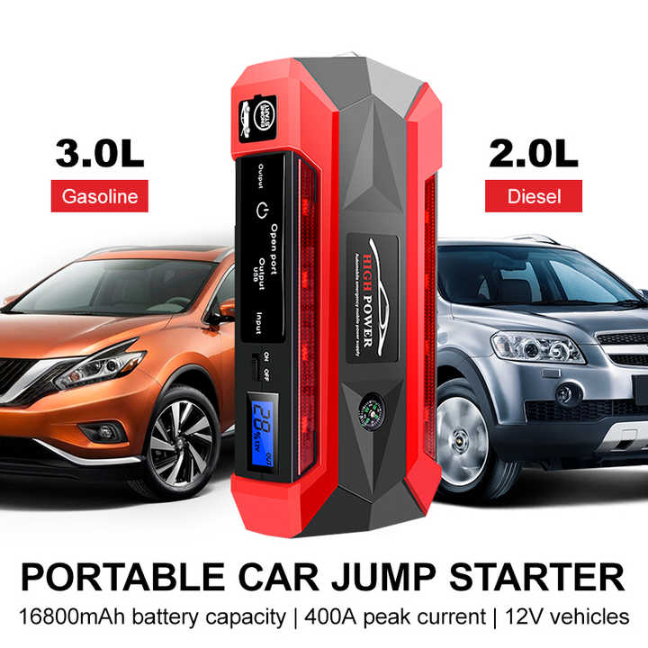 Professional 12V Jump Starter 400A Peak Current 3.0L Gas/2.0L Diesel ...