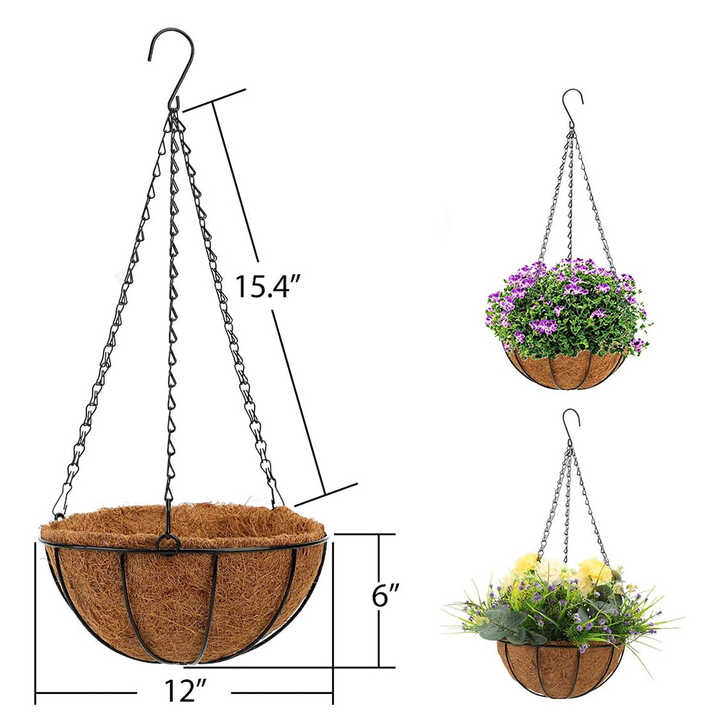 Coconut Coir Hanging Planters Outdoor,Metal Wire Baskets With Coco ...