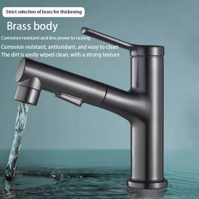 Basin Mixer Tap Two Function Basin Gun Gray Pull Out Hot and Cold Water ...