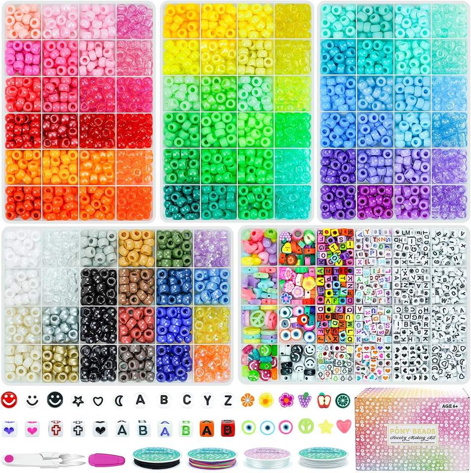 96 Colors 3500Pcs Pony Beads for Bracelets with Letter Bead Friendship ...