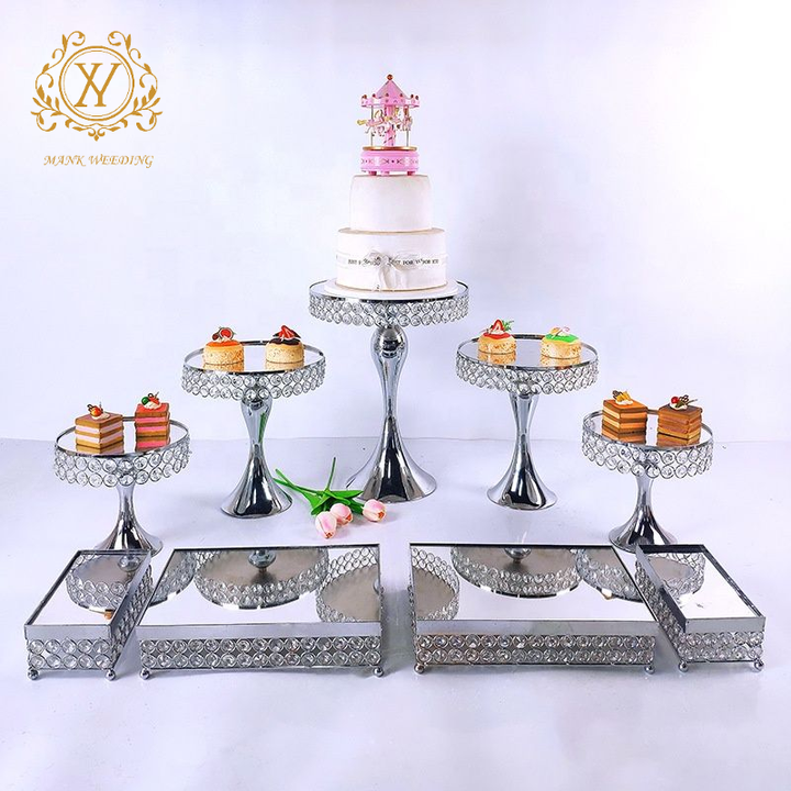 Silver Series Electroplated Metal Tall Cake Stand Set Wedding Tray ...