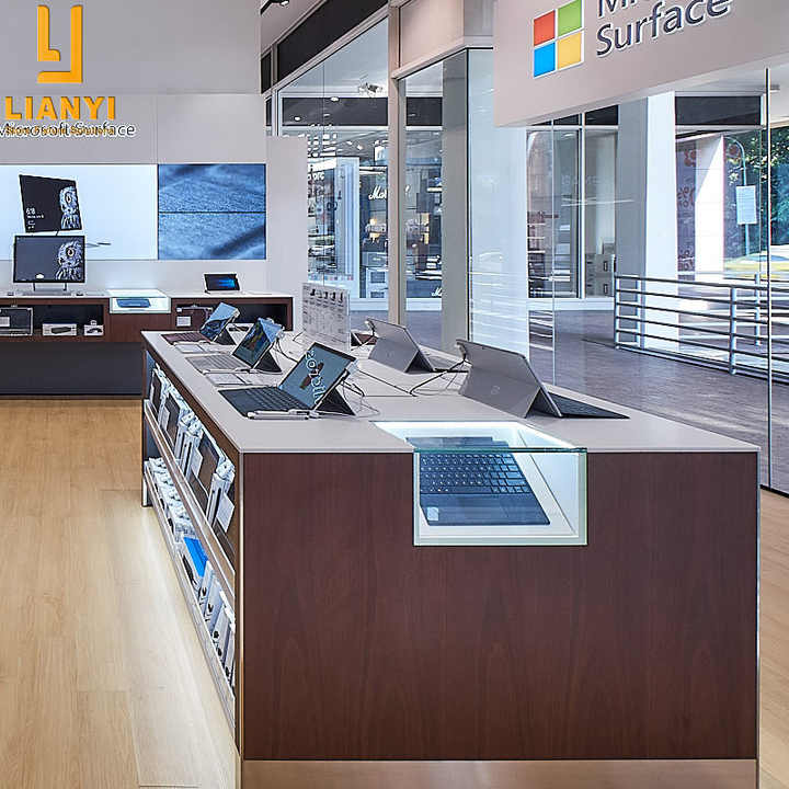 Modern Computer Shop Interior Design Laptop Display Counter Table for ...