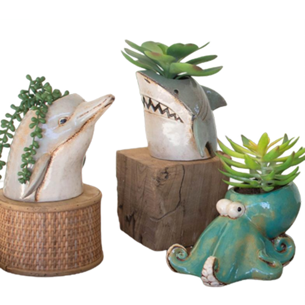 Custom Cute Octopus Planter Shark Dolphin Bonsai Pot Ceramic Animal ...