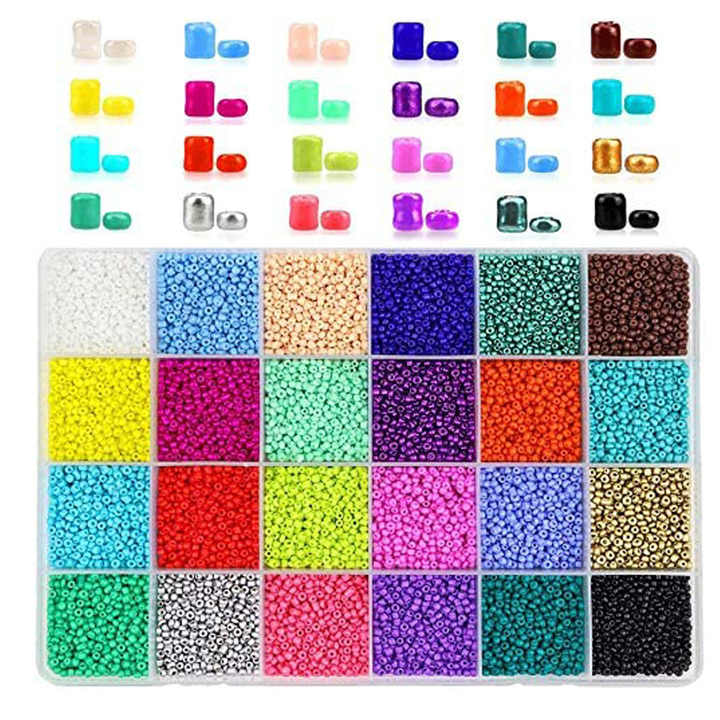 24 Color Glass Seed Beads Kits for DIY Jewelry Making