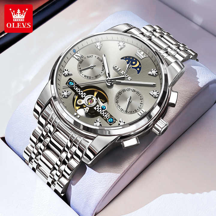 OLEVS 6678 Oem Custom Tourbillon logo Luxury Moon Phase Multi ...