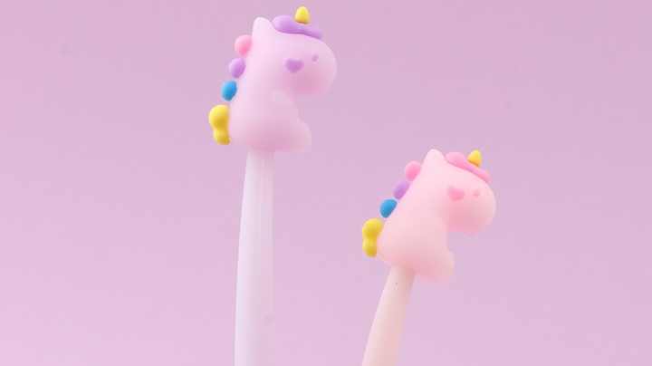 Fashion cute soft silicone rainbow unicorn shaking pen small fresh and ...