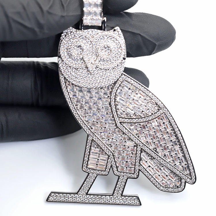 Vintage Drake OvO Charm Iced Out Owl Pendant with 5A CZ for Rapper ...