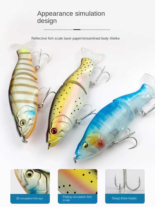 Skimming Shark 33g Two-Section ABS Fish Bait Luya Bait Multi-section ...