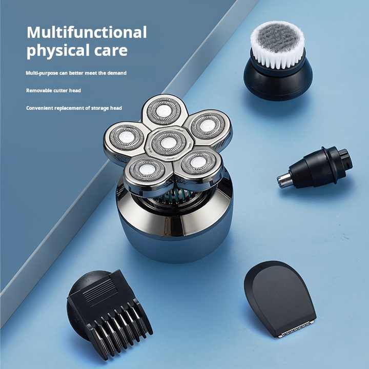 2024 New 6 in 1 Multifunctional Men's Electric Head Shaver Waterproof ...