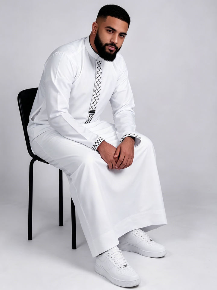 Fashion Men Islamic Jubbah Dashiki Long Sleeve Dress Loose Fit ...