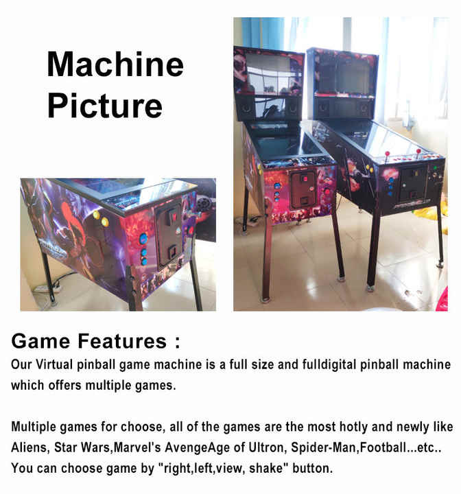 4K Virtual Pinball Machine Coin Operated Arcade With Force Feedback For ...