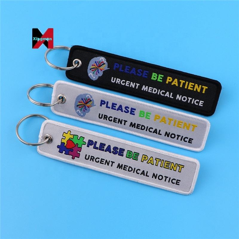 Autism ADHD Woven Label Keychain Awareness Fabric Key Chain Office ...