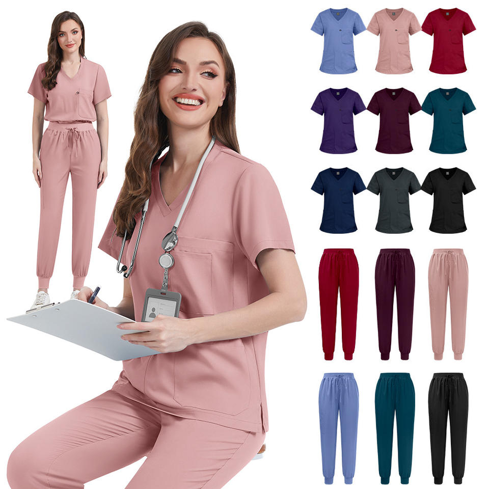 Custom logo Casual Wear Pure Color Breathable Hospital Uniforms Scrubs ...
