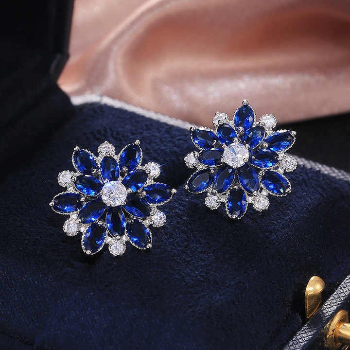 Luxury Sunflower Double Layer Zircon Women's Earrings Fashion Women's ...