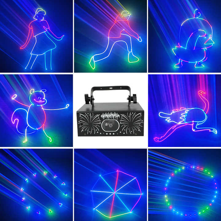 YSH RGB Laser Disco Party Light Bar 3D Animation DMX512 Remote Sound ...