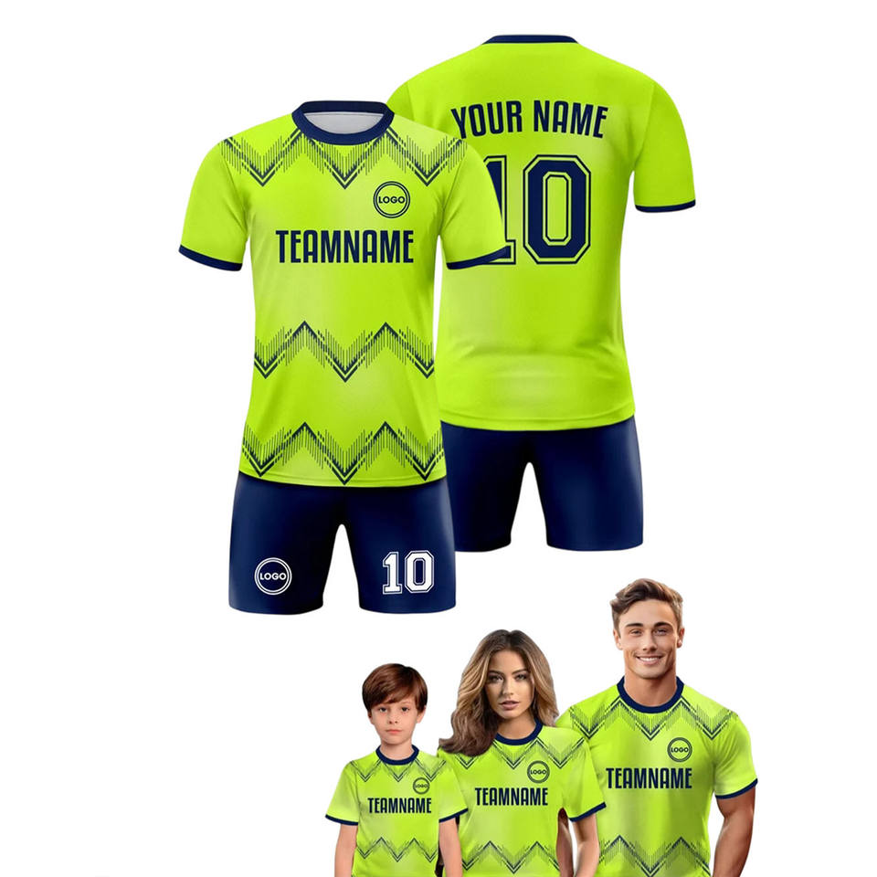 Custom Green Football Jersey 100%Polyester Soccer Uniform Sets All ...