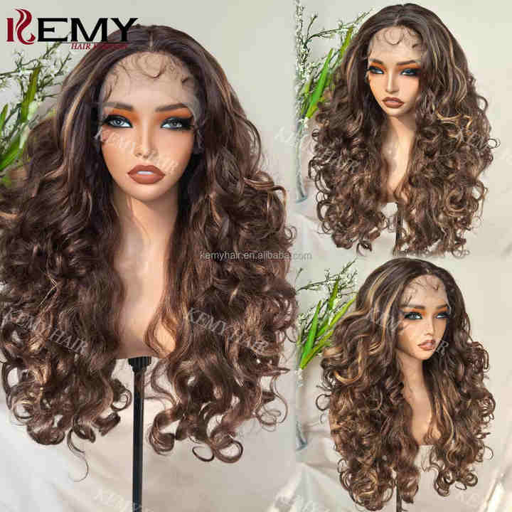 KEMY HAIR Wholesale Deep Water Wave Synthetic Lace Front Wig Heat ...