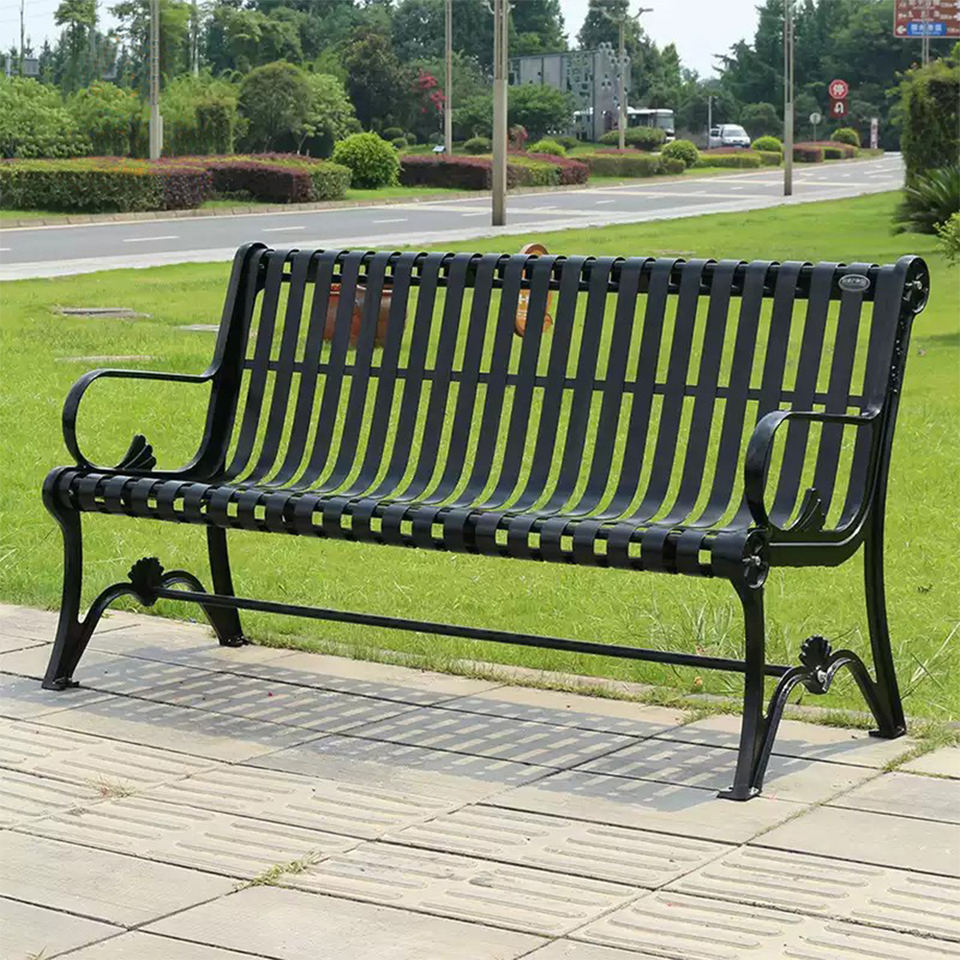 Stylish Modern Cast Iron Garden Bench Durable Eco-Friendly Outdoor ...