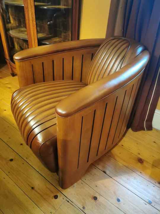 Foshan Antique Wood Tomcat for Aviator Chair - Genuine Leather