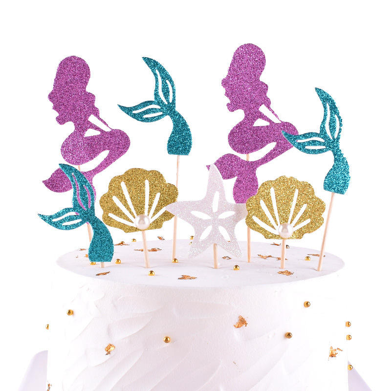 Customized Cake Topper Mermaid Princess Party Cake Decoration Starfish ...