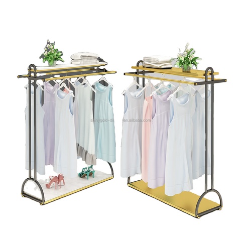 Custom Clothes Shop Stainless Steel Luxury Bridal Store Furniture Gold ...