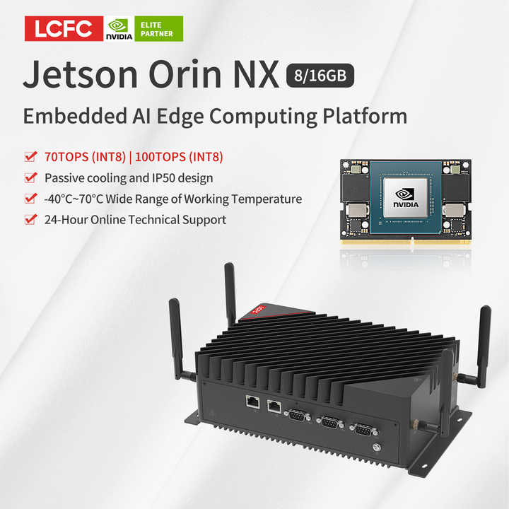 Jetson Orin NX 16G AI Edge Computer Fanless Industrial PC Embedded Computer 100 TOPS Prototyping ...