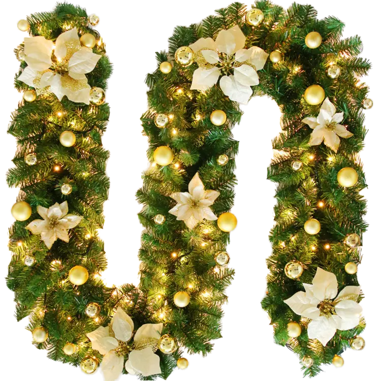2.7m Green Christmas LED Garland PVC Artificial Xmas Tree Banner ...