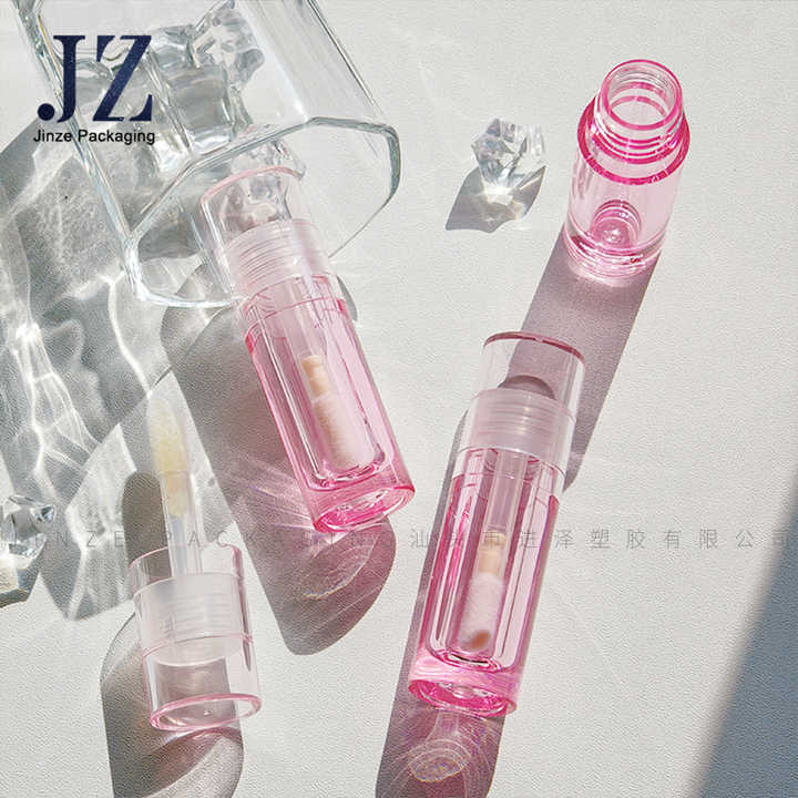 Jinze pink clear Lipgloss Tube 5ml Plastic Packaging Empty Lip Glaze ...