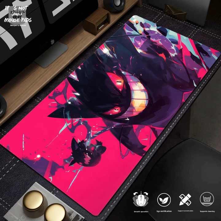 2026 Anime Custom Gengar Mouse Pad Leather Boys Game Computer Keyboard ...