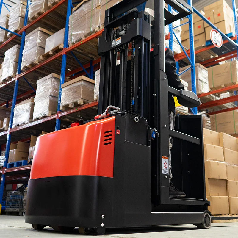 0.7Ton Electric Order Picker 48V Battery Forklift Stacker Crane Full ...