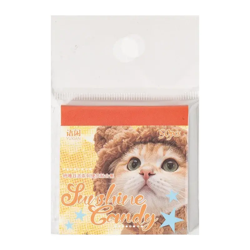 Cute Cat Face Sticky Note Sticker Kawaii Memo Pad for Journaling ...