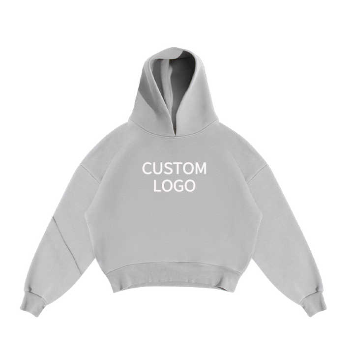 Custom Boxy Cropped Hoodie Blank Brushed Cotton French Terry 500 Gsm ...