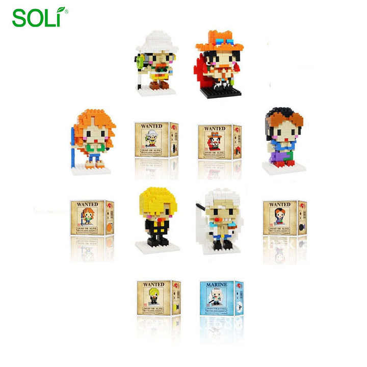 Cartoon blocks Ace Sanji smoker Usopp nico robin one piece nami pvc ...